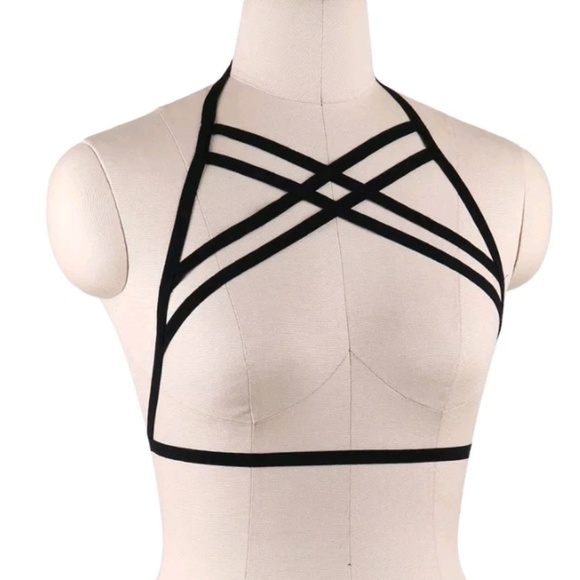 Intimates & Sleepwear | Black Strappy Cage Bra Harness Bralette | Poshmark